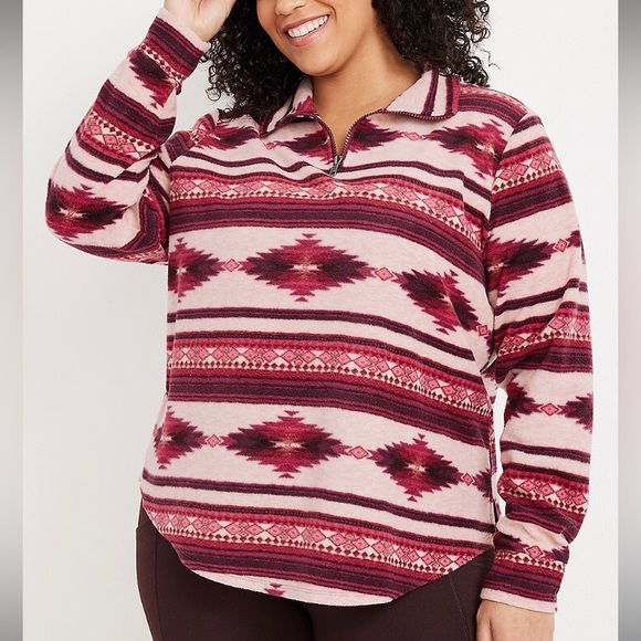 Maurices | Tops | Size 4x Pink Aztec Print Quarter Zip Pullover | Poshmark